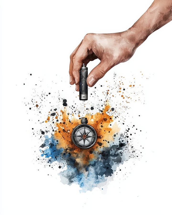A Hand Holding a Compass Amidst a Colorful Splash of Paint Symbolizing ...