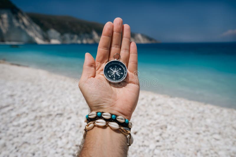 Compass on beach stock image. Image of leisure, marine - 14569137
