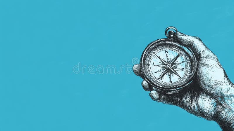 Hand Holding Compass Direction and Exploration Symbolizing Guidance ...