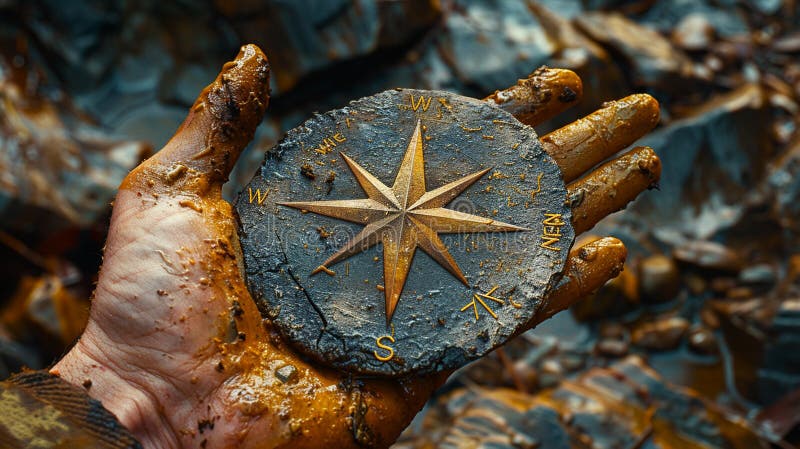 Hand Holding a Compass Rose Symbolizing Navigation Stock Image - Image ...