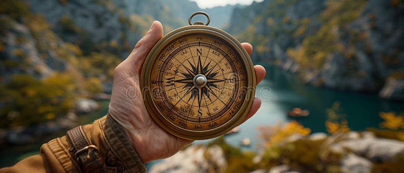 Hand Holding a Compass Rose Symbolizing Navigation Stock Image - Image ...