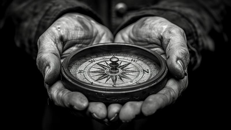 Hand Holding a Compass Rose Symbolizing Navigation Stock Photo - Image ...