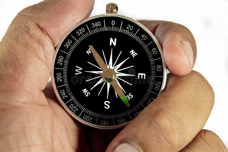 Hand Holding Compass on White Stock Image - Image of human, compass ...