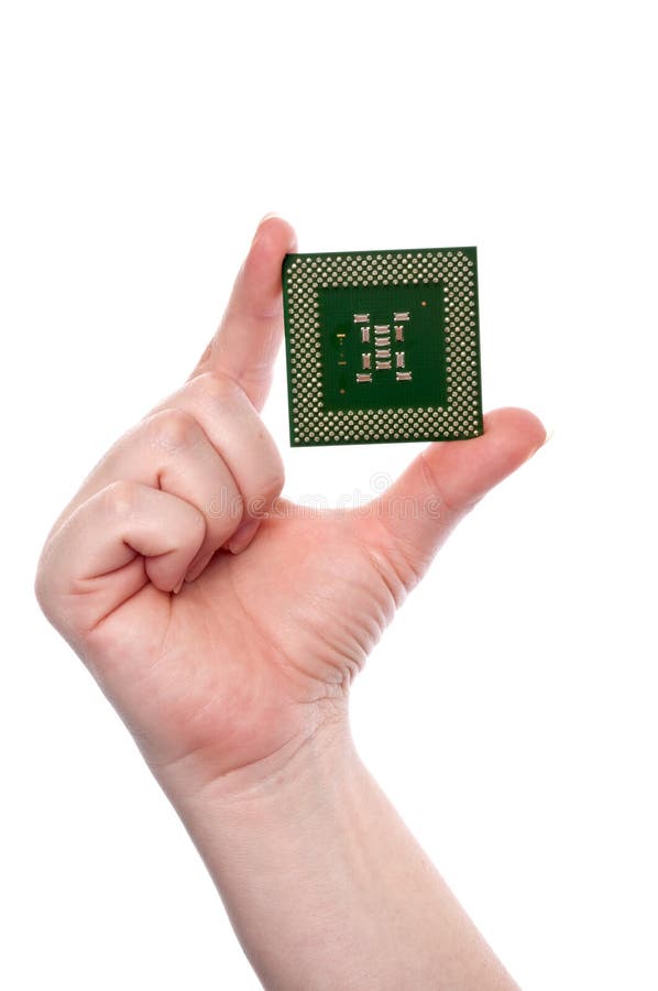 Hand Holding a Computer CPU Chip Stock Image - Image of data, business ...