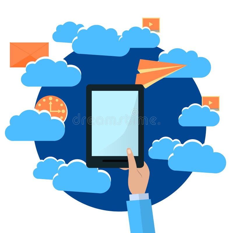 Modern Cloud Services and Cloud Computing Elements Concept. Devices ...