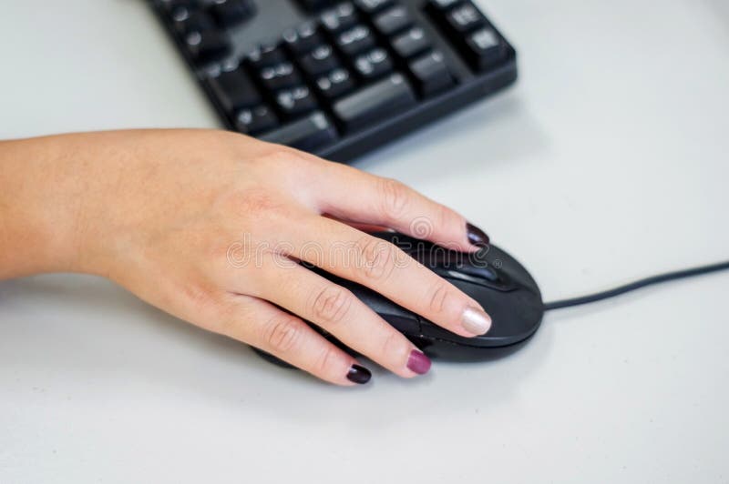 Hand Holding Computer Mouse Stock Image - Image of information ...