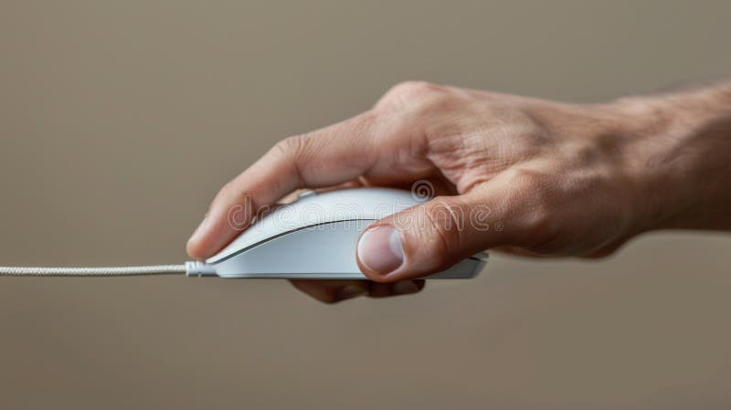 A Hand Holding a Computer Mouse with Its Cord Attached, AI Stock Image ...