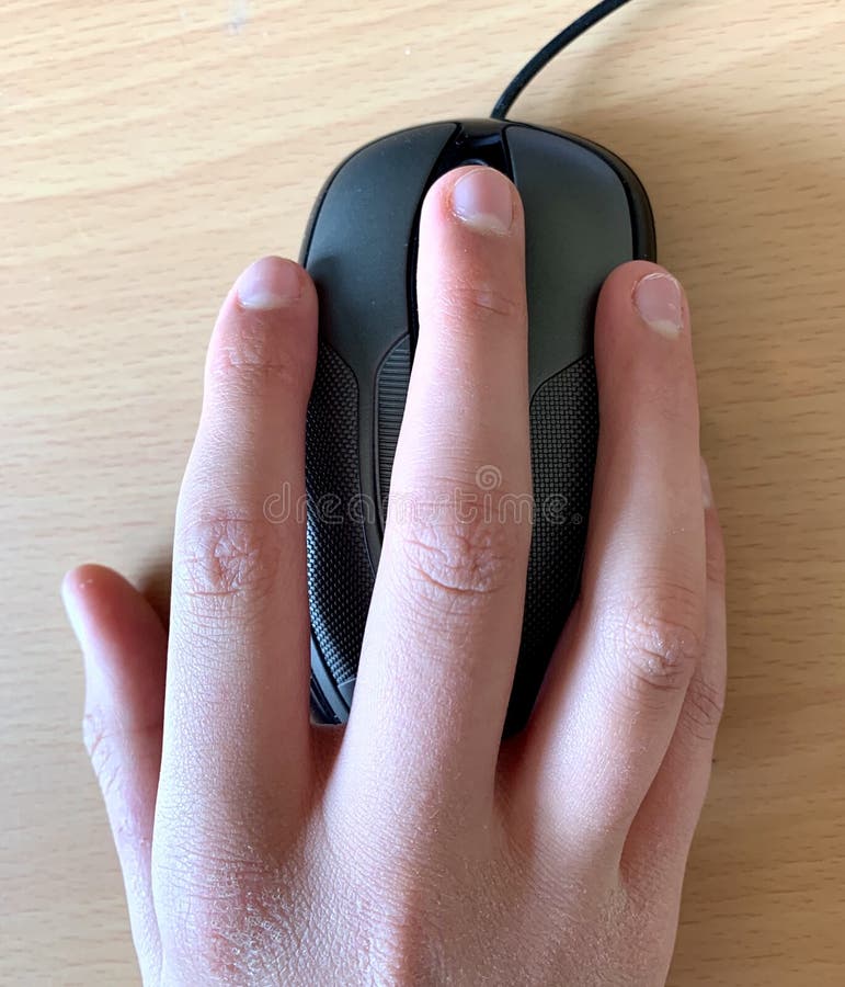 Hand Holding a Computer Mouse Stock Image - Image of working, wire ...