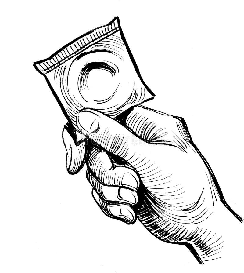 Hand holding condom stock illustration. Illustration of black - 189702801