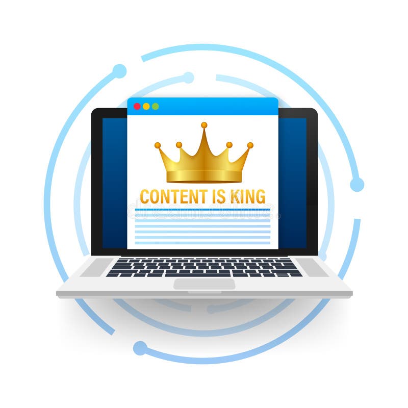 Hand Holding Content is the King Message. Content Marketing. Cartoon ...