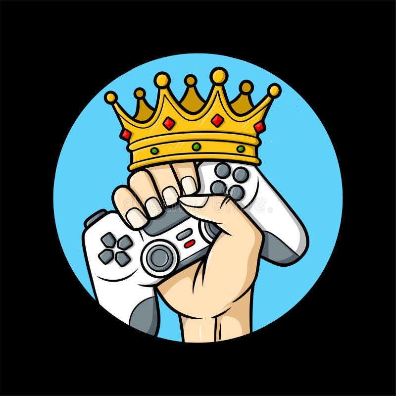 Hand Holding Controller and Crown on it, Showing Victory Premium Vector ...