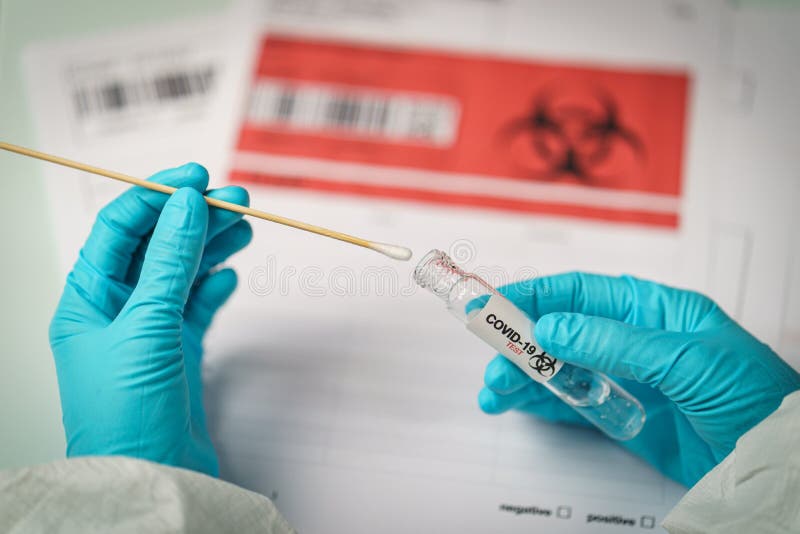 Hand Holding COVID-19 Swab Collection Kit, Specimen Sample Testing ...