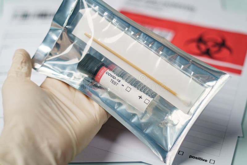 Hand Holding COVID-19 Swab Collection Kit, Specimen Sample Testing ...