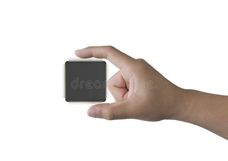 Hand holding cpu stock image. Image of device, hand - 121373769