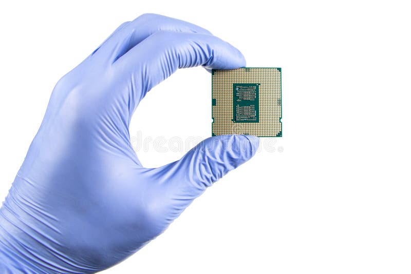 Hand Holding a CPU in Isolated White Blackground Stock Photo - Image of ...