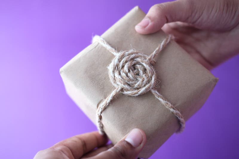 Hand Holding Crafted Paper Gift Boxes Stock Image - Image of birthday ...