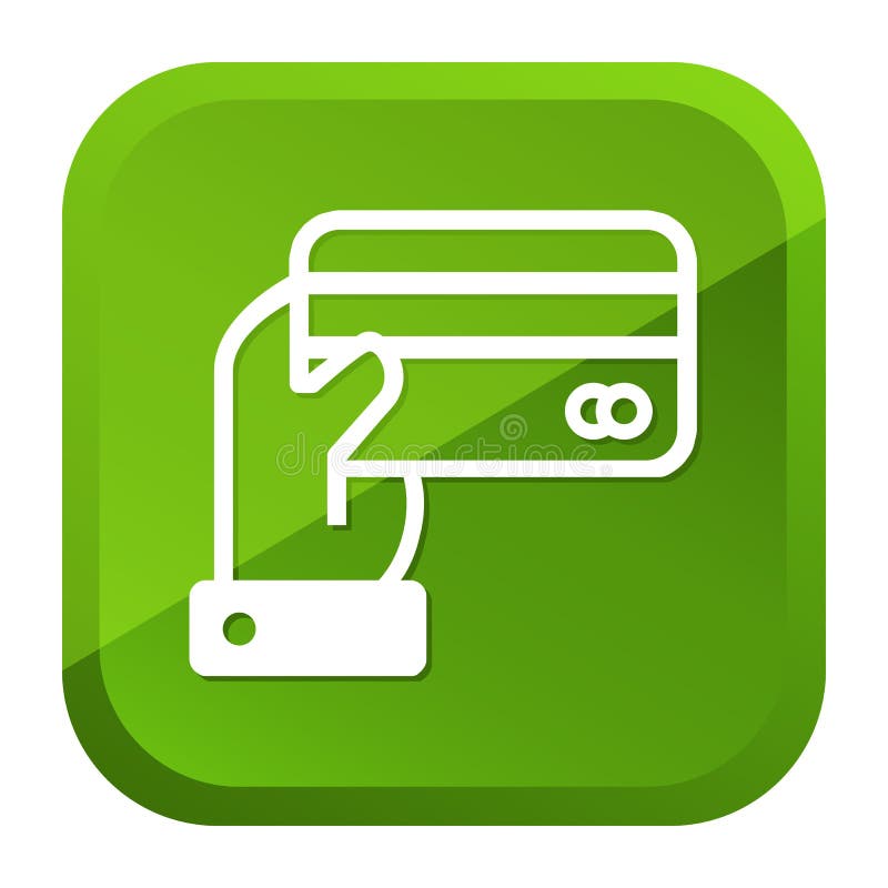 Hand Holding a Credit Card Icon. Green Button Stock Vector ...