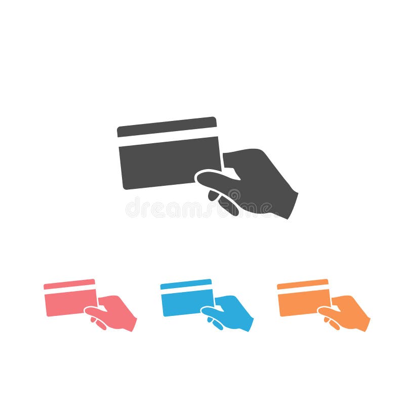 Hand Holding a Credit Card Icon Set. Stock Vector - Illustration of ...