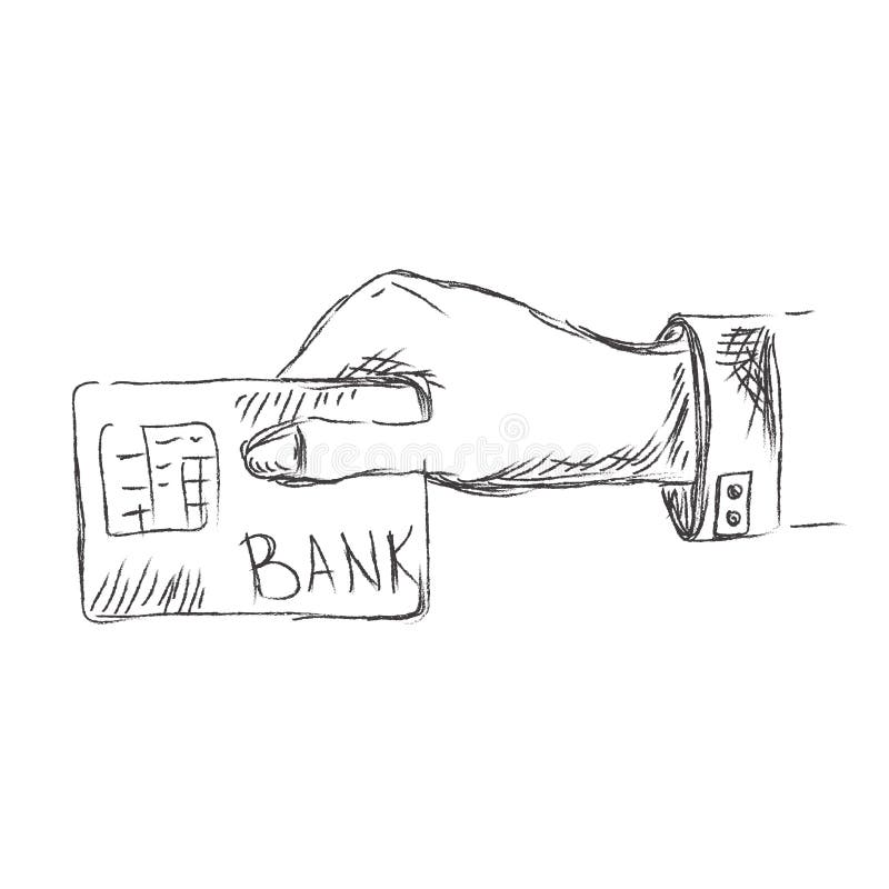 Hand, Holding, Credit, Card, Sketch, Vector, Illustration Stock Vector ...