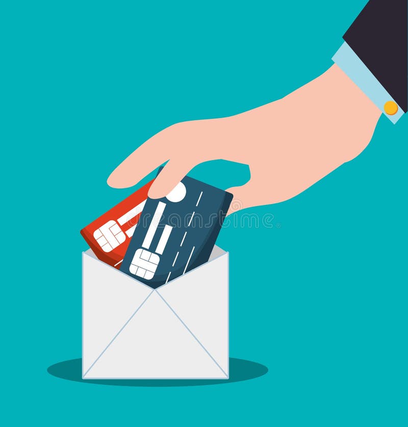 Hand Holding Credit Cards Bank Envelope Stock Illustration ...