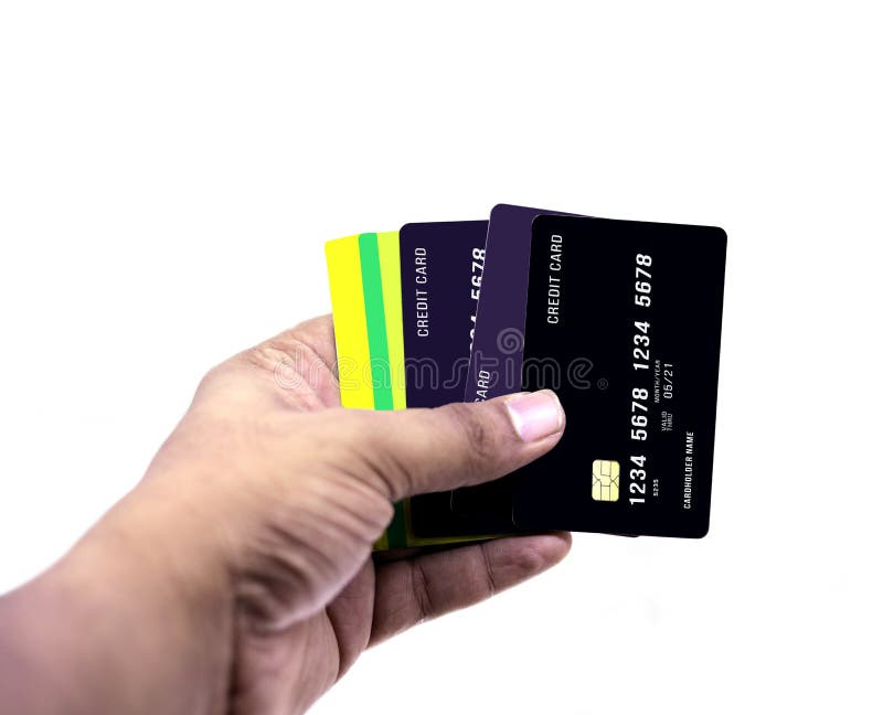 Hand Holding Credit Cards or Debit Cards Isolated on White Backg Stock ...