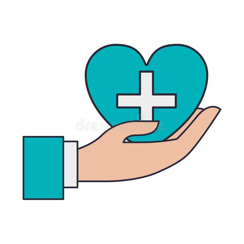 Hand Holding Cross in Heart Stock Vector - Illustration of hand, icon ...