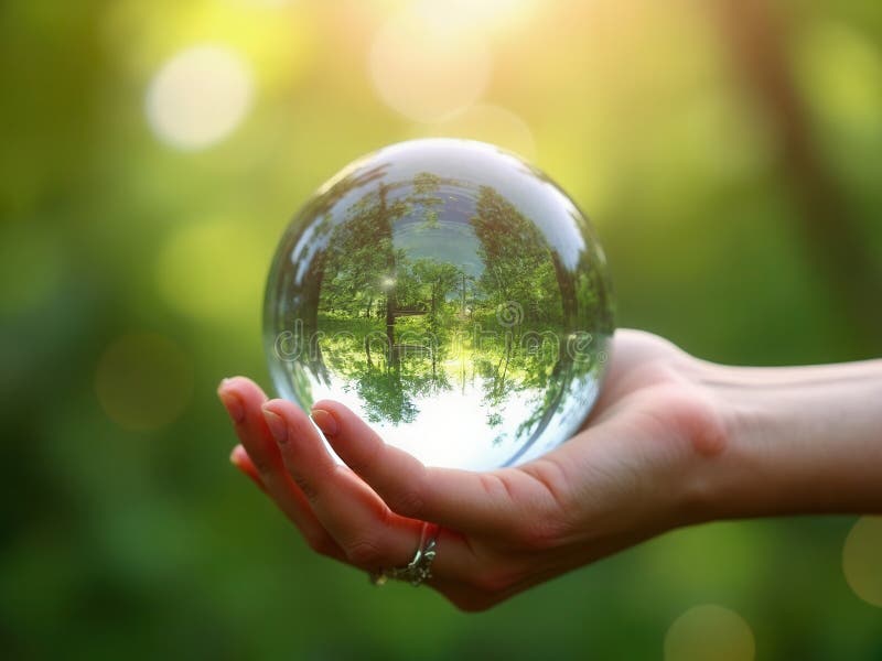 Hand Holding Crystal Earth Globe. Earth Day. Environment Day, Save ...
