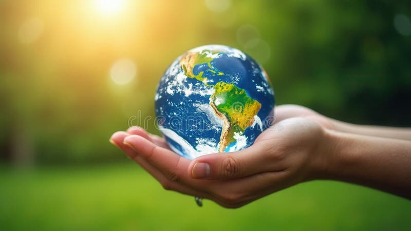 Hand Holding Crystal Earth Globe. Earth Day. Environment Day, Save ...