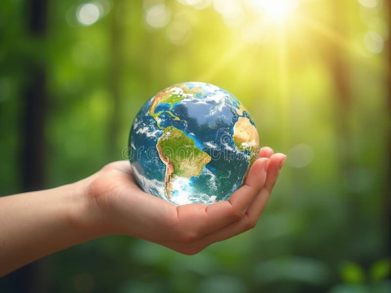 Hand Holding Crystal Earth Globe. Earth Day. Environment Day, Save ...