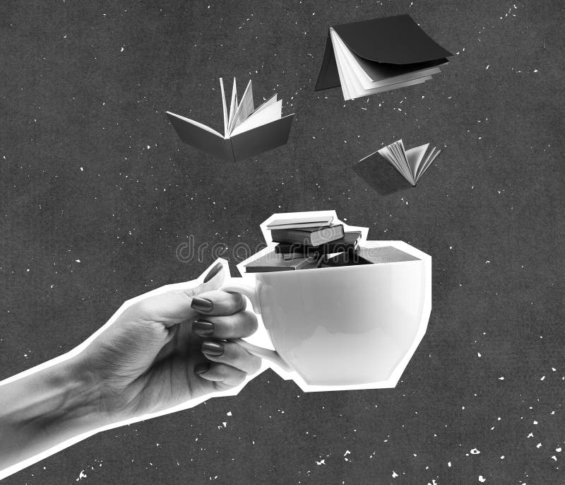 Hand Holding a Cup with Books Flying Out of it. Studying, Self ...