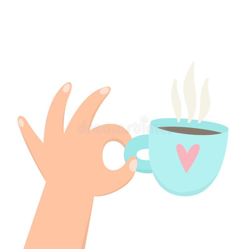 Hand Holding Cup with Hot Beverage. Coffee, Tea Stock Vector ...