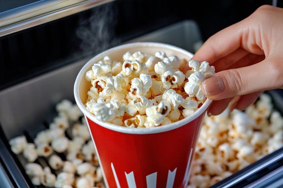 Hand Holding a Cup of Popcorn in Popcorn Vending Machine Ai Photo Stock ...