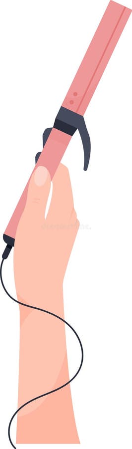 Hand Holding Curling Iron stock vector. Illustration of tool - 299871131
