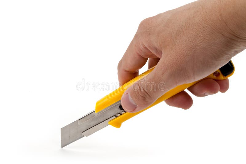 Yellow Cutter Knife stock photo. Image of holding, cutting - 227441402