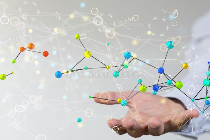 Hand Holding 3D Rendered Connection Dots and Lines, Global Network ...
