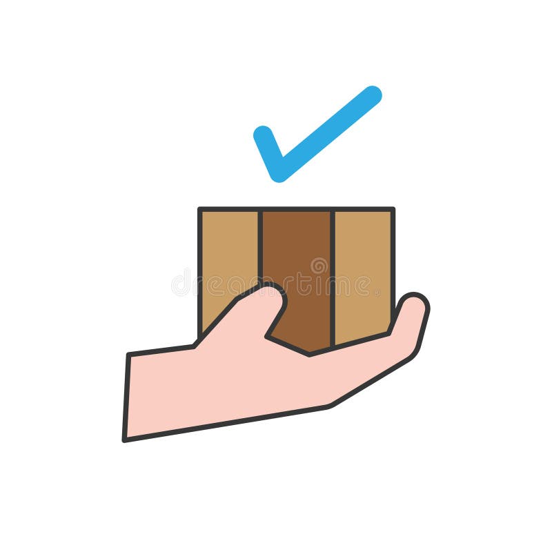 Hand Holding Delivered Box. Vector Stock Illustration - Illustration of ...