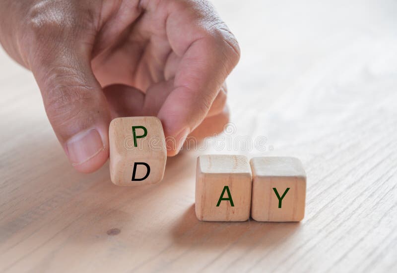 Dice with Text for Illustration of `pay Day` Words Stock Image - Image ...