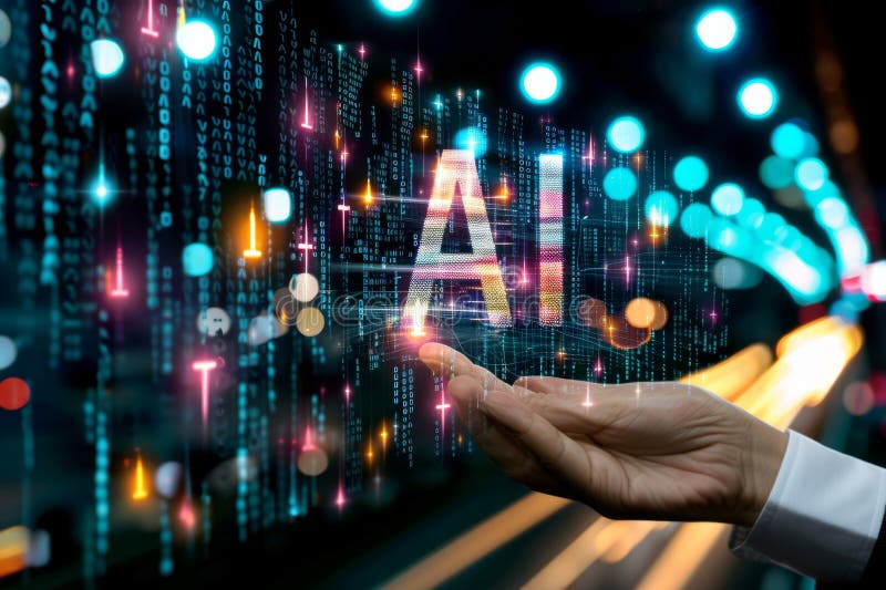 Hand Holding Digital AI Hologram, Symbolizing Advanced Technology ...