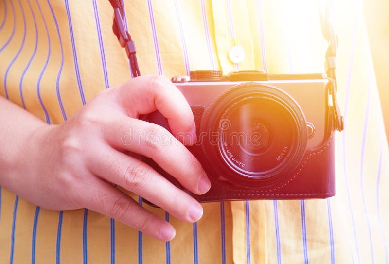 Hand Holding Digital Camera . Stock Image - Image of camera, hobby ...