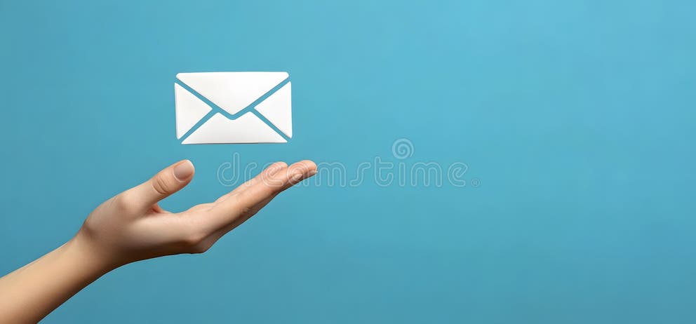 Hand Holding Digital Envelope Icon on Dark Background Representing ...