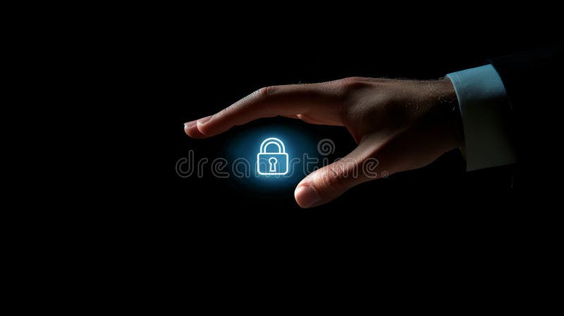 Hand Holding a Digital Lock Symbol Representing Security and Protection ...