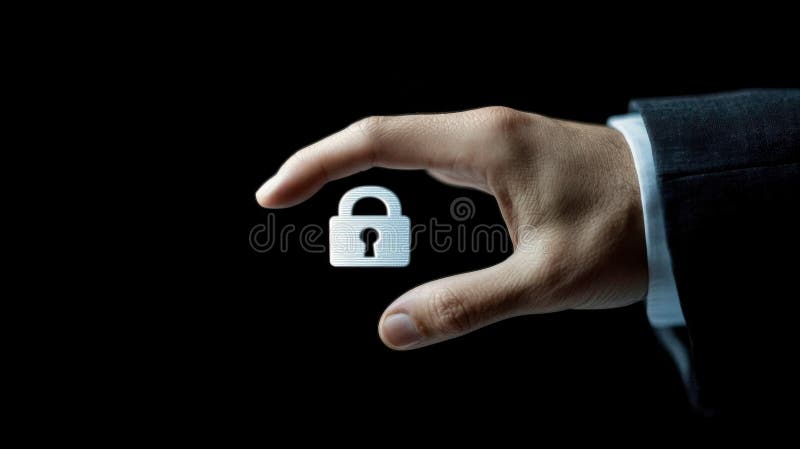 Hand Holding a Digital Lock Symbol Representing Security and Protection ...