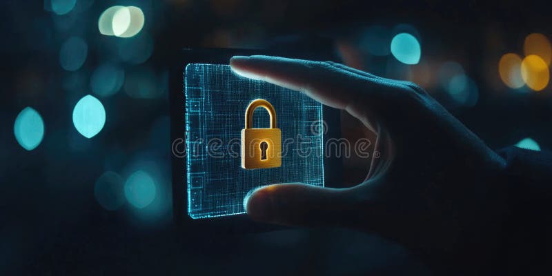 Hand Holding Digital Lock with Cyber Security Concept Stock Photo ...