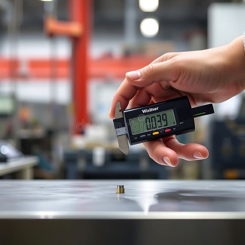 A Hand Holding a Digital Micrometer Measuring a Small Component on a ...