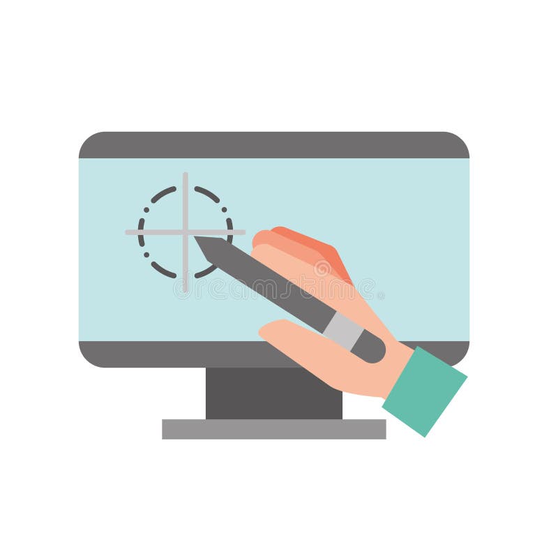 Hand Holding Digital Pen Computer Graphic Design Stock Vector ...