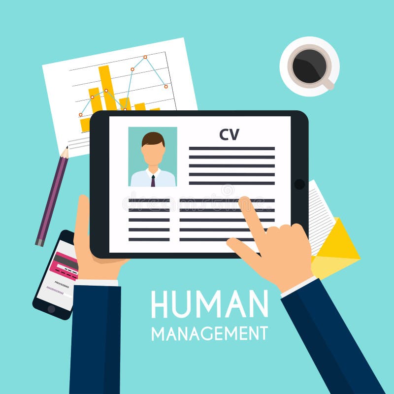 Hand Holding a Digital Tablet with CV Resume. Job Interview Concept ...