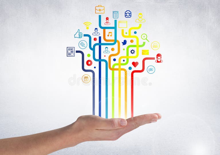 Hand Holding Digitally Generated Application Icon Interface Stock ...