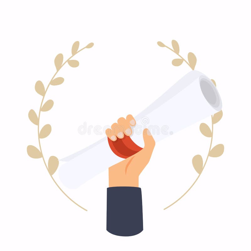 Hand Holding Diploma Graduation. Flat Design Modern Vector Illustration ...