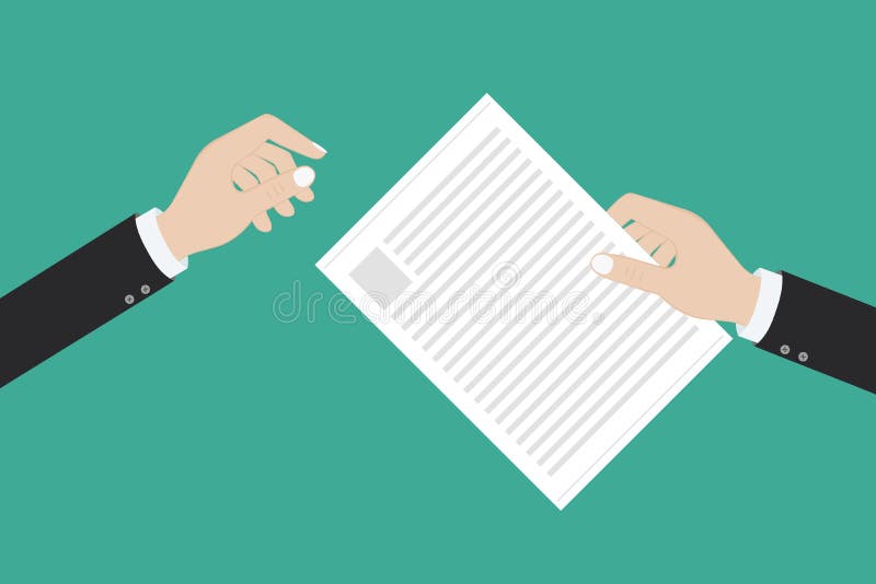 Hand Holding the Document. Vector Flat Illustration Stock Vector ...