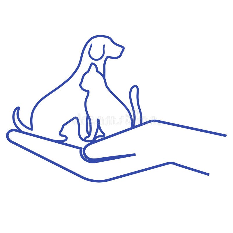 Hand Holding a Dog and a Cat. Pet Care Concept Stock Illustration ...